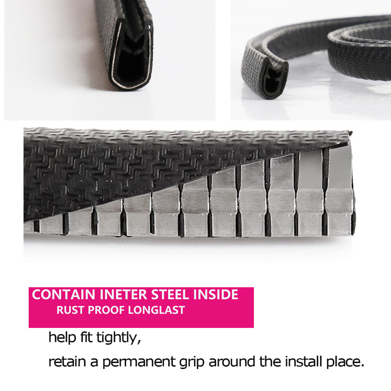 Rubber U Channel Edge Trim Car Door Hood Trunk Edging Protection ...