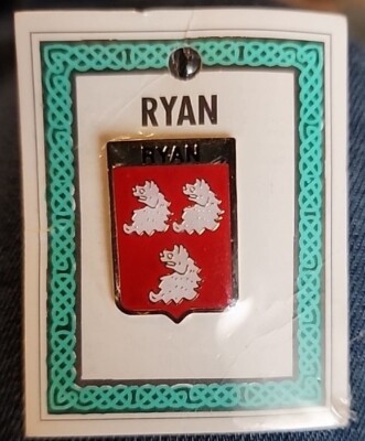Ryan Surname Crest Shield Lapel Hat Jacket Pin Ireland NOS 2013 Metal ...
