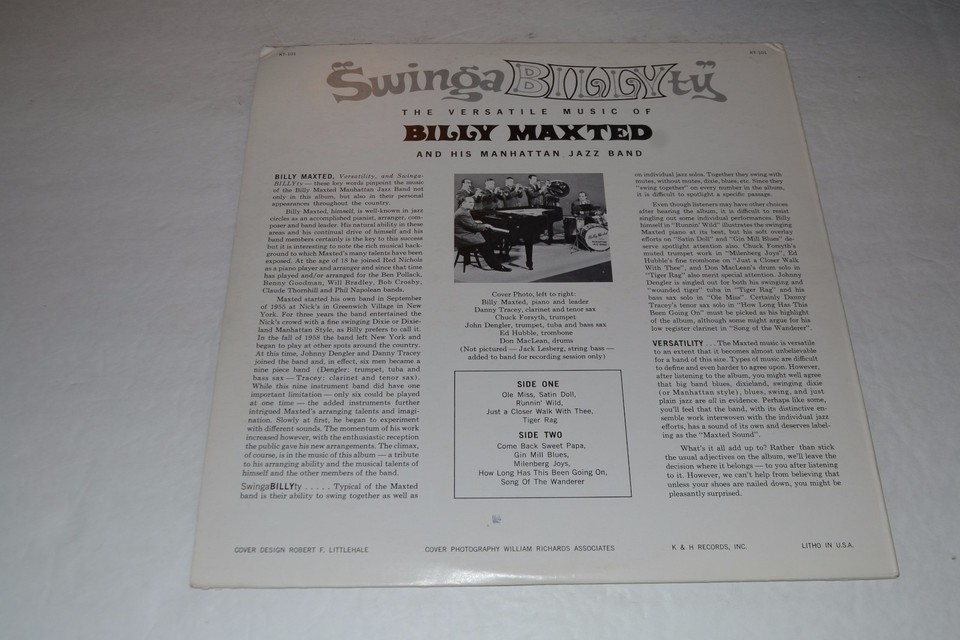 SwingaBILLYty~Billy Maxted and his Manhattan Jazz Band~K&H Records~FAST ...