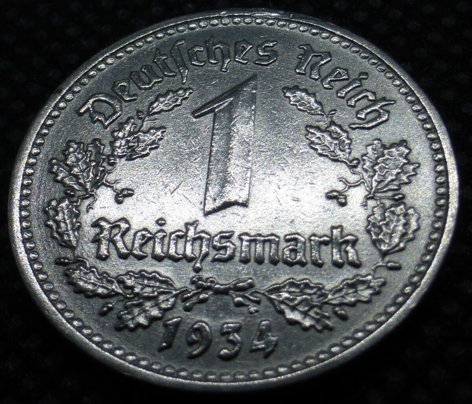 Beautiful 1 Reichsmark Nazi Coin: Genuine Nickel Third Reich WW2 ...