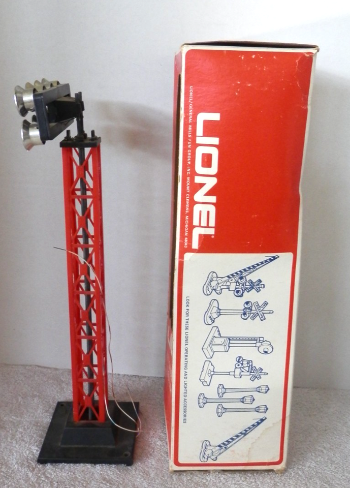 Vintage Lionel 027 Gauge Red Operating Floodlight Tower w/Box READ DESC ...