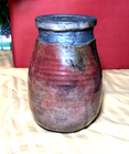 Raku pottery vase signed by artist JPEK or PJEK metallic glaze 6" art ...