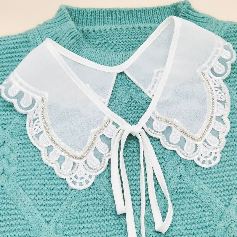 Lace Shawl Embroidery Floral Fake Collar Female Shirt False Collars ...