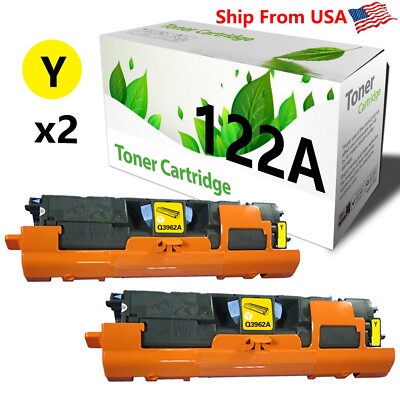 (2PK,Yellow) 122A Q3962A Toner Cartridge Q3962A for Color 2820 Printer ...