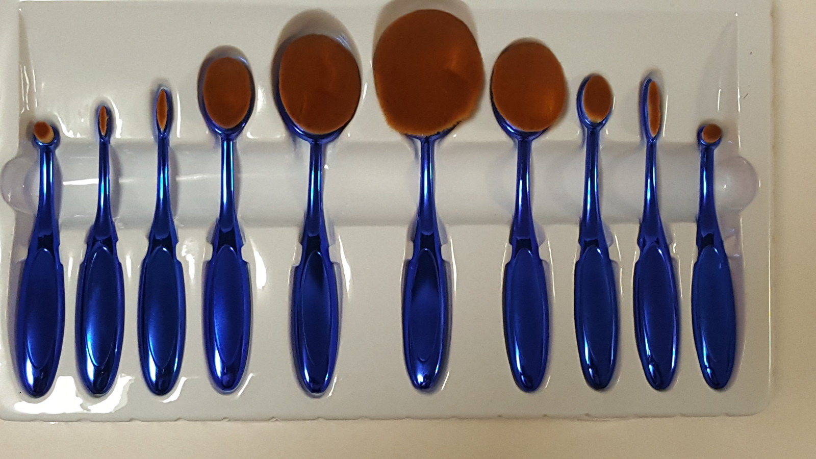 Toothbrush Shape10Pc Royal Blue Oval Cosmetic Makeup Puff Brush Set ...