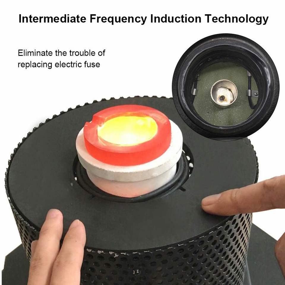 5KW 3KG Mini Induction Furnace Gold Melting Furnace Smelting Crucible ...