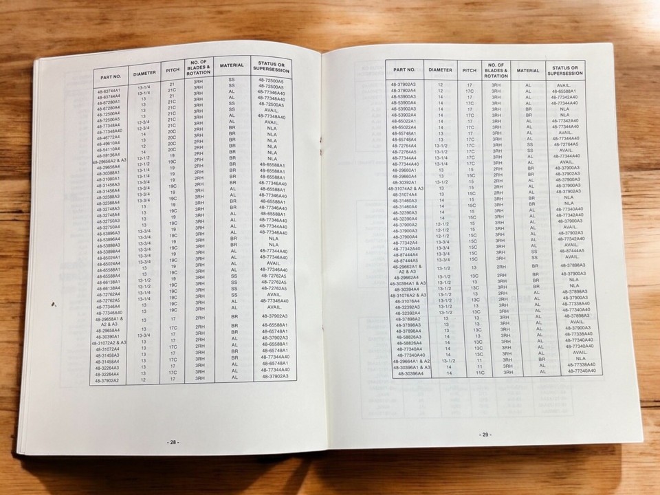 Vintage Quicksilver Propeller Reference Chart Outboards Mercruisers 603 ...