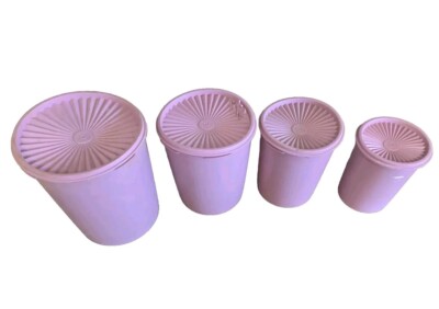 Rare Vintage Tupperware Pink Mauve Dusty Rose Canister Set of Four All ...