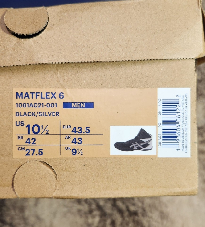 Asics Matflex 6 Wrestling Shoes Men Size 10.5 Black Boxing MMA Sneakers ...