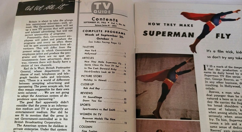 VINTAGE 1953 SUPERMAN TV GUIDE GEORGE REEVES REPRINT LTD ED | eBay