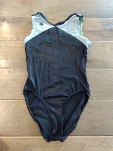 ADIDAS Girls black gray silver gymnastics leotard, CM Child Medium | eBay