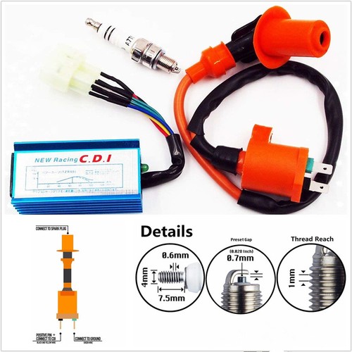 Universal ATV Ignition Coil+CDI+Spark Plug Racing For GY6 50cc 70cc ...