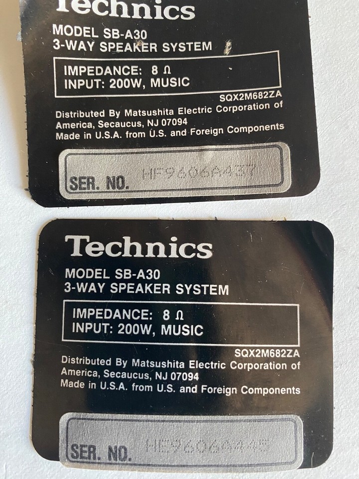 Technics SB-A30 Speakers Stickers Pair Front and Back | eBay