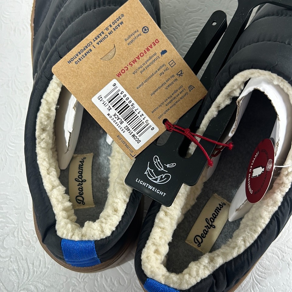 Dearfoams Kendra Black Sport Lounge Puffer Slip On Clog Slippers Womens ...
