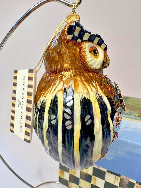 Precious MacKenzie-Childs Steampunk Courtly Owl Ornament RARE Glass w ...
