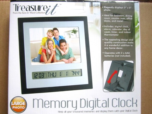 TREASURE IT Sara D. Ward Collection Lrg Photo/Memory Digital Clock 7"x7 ...
