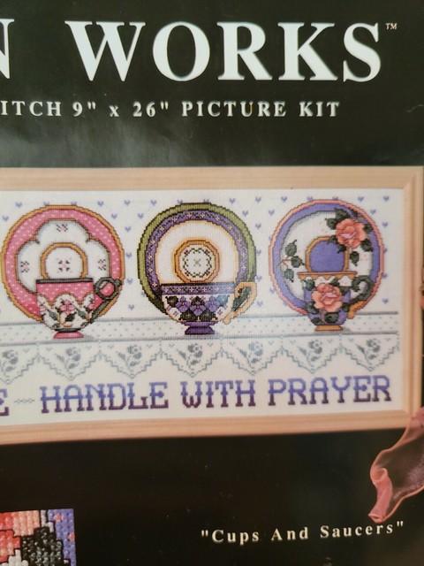 Design Works Counted Cross Stitch Kit #9266 Cups and Saucers 9 X 26 ...