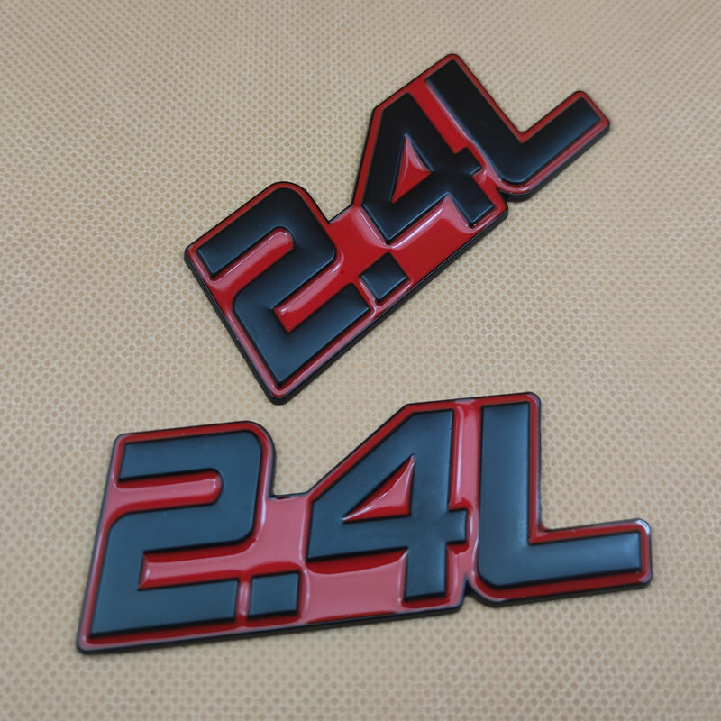 2X Car Emblem Metal Black & Red 2.4L Logo Badge Sport Fender Trunk ...