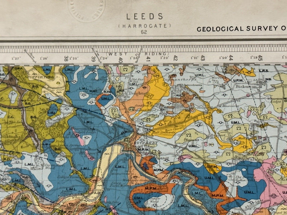 Ordnance Survey Geological, Drift, Sheet Map, of Leeds Area, 1957 | eBay UK