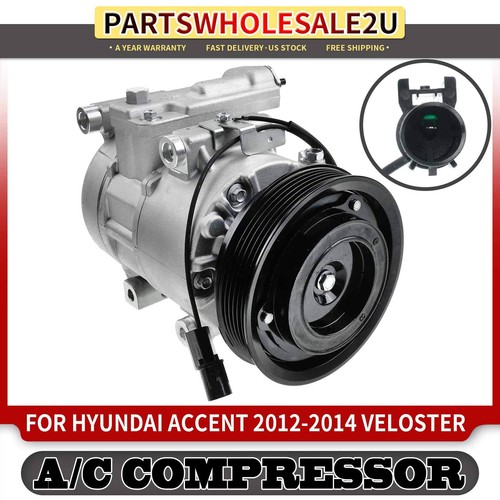 A/C Compressor w/ 6-Groove Pulley for Hyundai Accent 2012-2014 Veloster ...