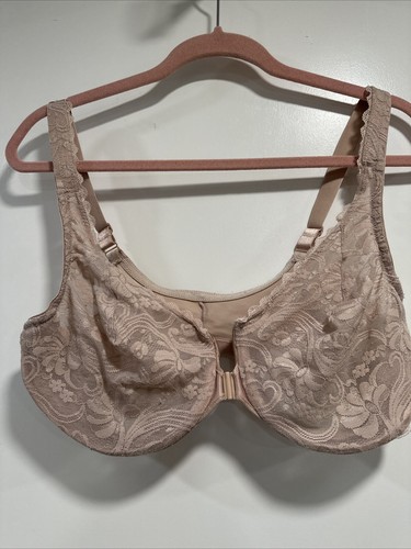 GLAMORISE Sz 44C Beige Front Closure WonderWire Lace Cups Bra #9245 adj ...