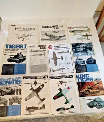 Lot of 11 Assorted Scale Model Assembly Directions. WW2 Military Planes ...