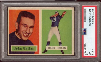 1957 Topps #138 Johnny Unitas RC - PSA VG 3 - Baltimore Colts - VSCARDS ...