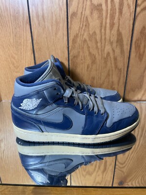 Nike Air Jordan 1 Mid Georgetown 554724-006 Midnight Navy Cool Grey ...