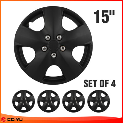 4 Pcs Hub Caps 15 Inch Wheel Cover Universal Black Trim Kit | eBay