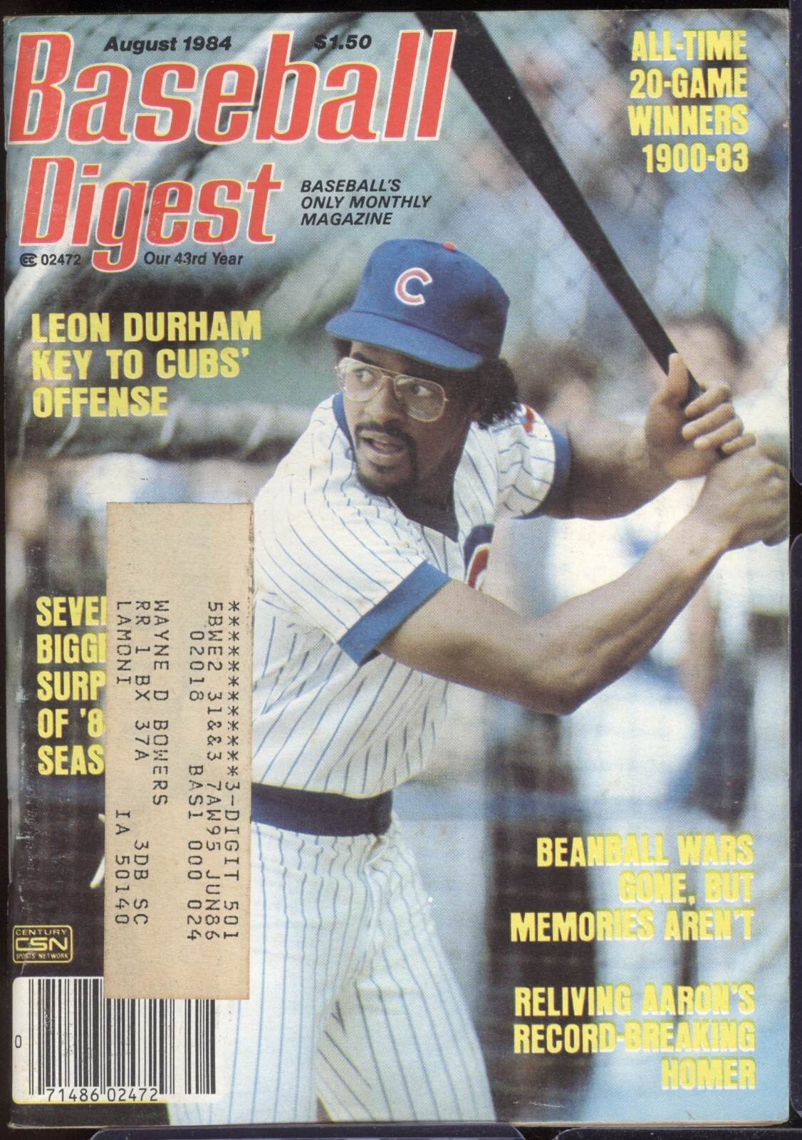1984 Baseball Digest: Leon Durham - Chicago Cubs | eBay