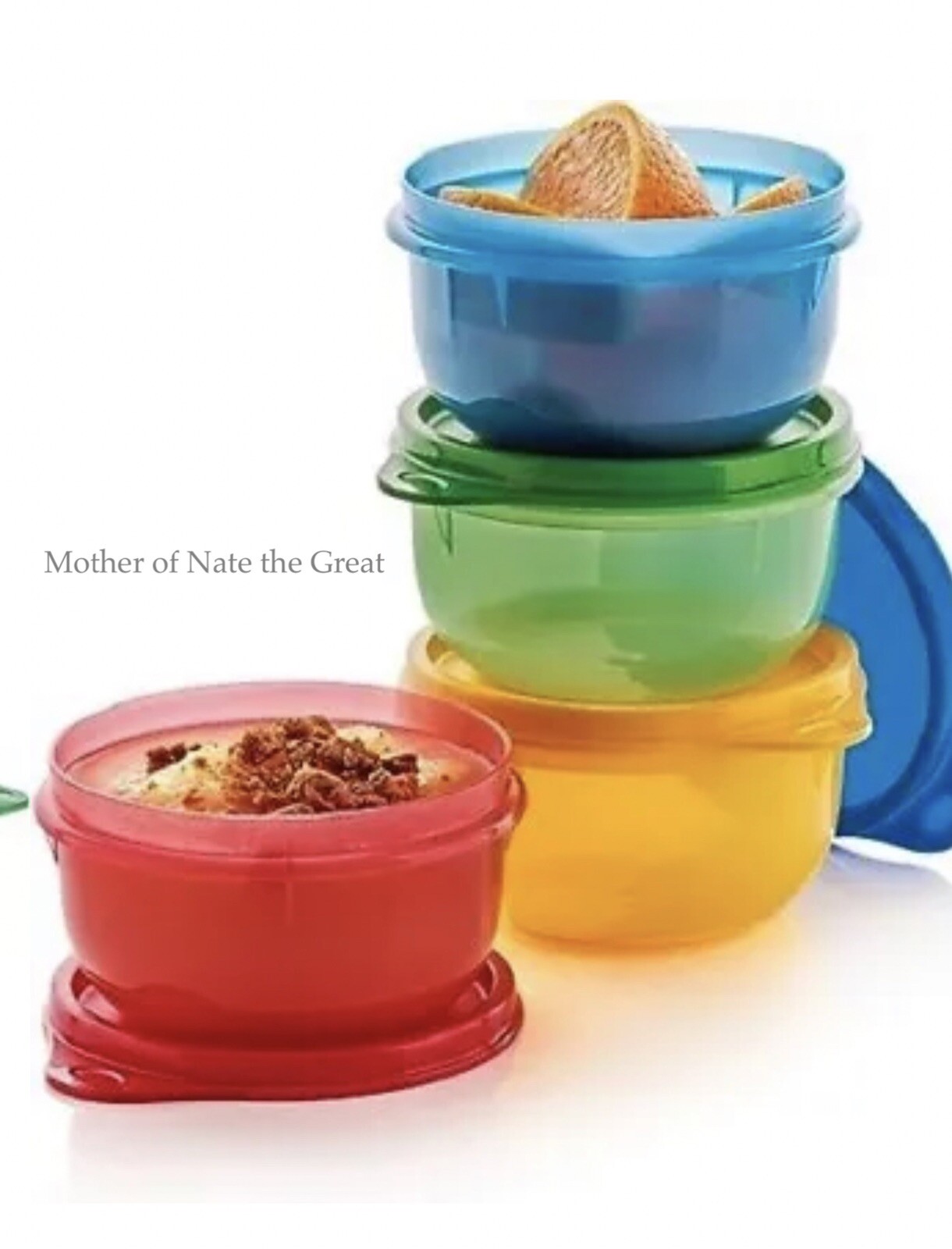 Tupperware Ideal Little Bowls Set 4 Lit'l Snack Cup 8 oz Red Green Blue ...