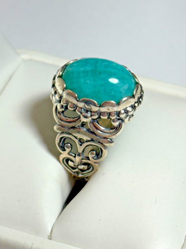 Relios Carolyn Pollack Blue Green Amazonite Sterling Silver Heart Band ...