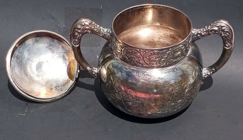 Vintage Royal Mfg Co Triple Plated Antique sugar pot. elegant art deco ...