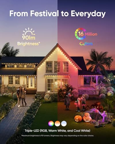 Permanent Outdoor Lights E22 with 30 Triple-LED Lights, Smart RGBWW ...