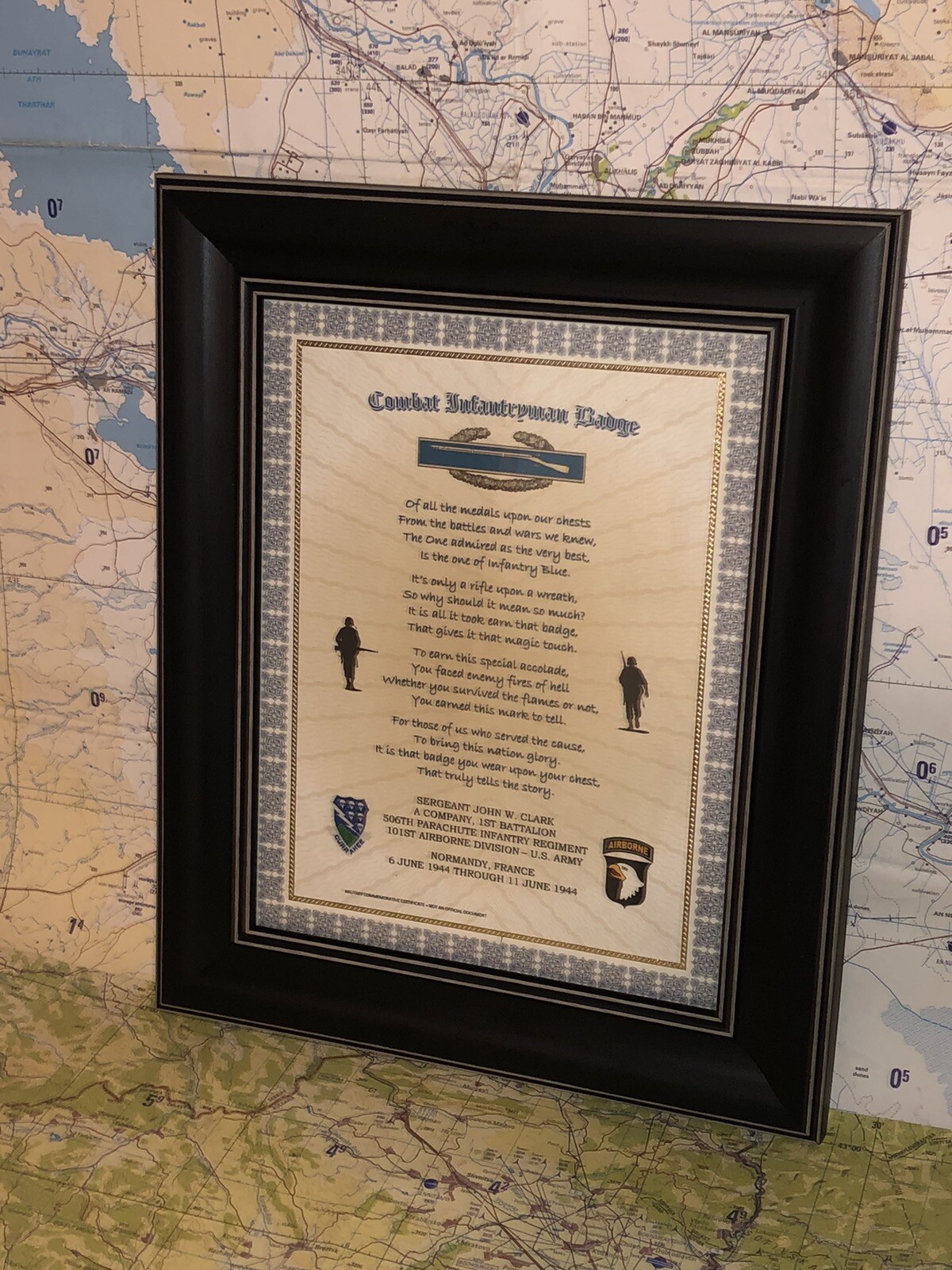 COMBAT INFANTRYMAN BADGE-PERSONALIZED POEM PRINT CERTIFICATE w/Free ...