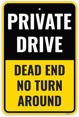 1PC Private Drive Dead End No Turn around Sign, 18 X 12 Inches ...