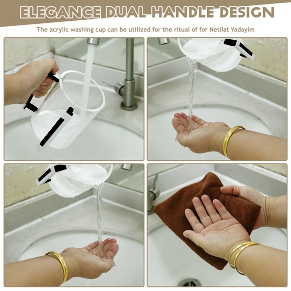 Hand Washing Cup Acrylic Round Washing Cup Hand Wash Cup with Metal ...
