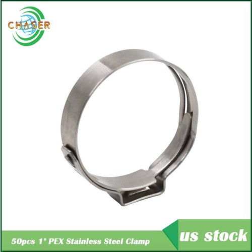1" Stainless Steel Clamp Cinch Ring Crimp Pinch Fitting Tubing 50pack ...