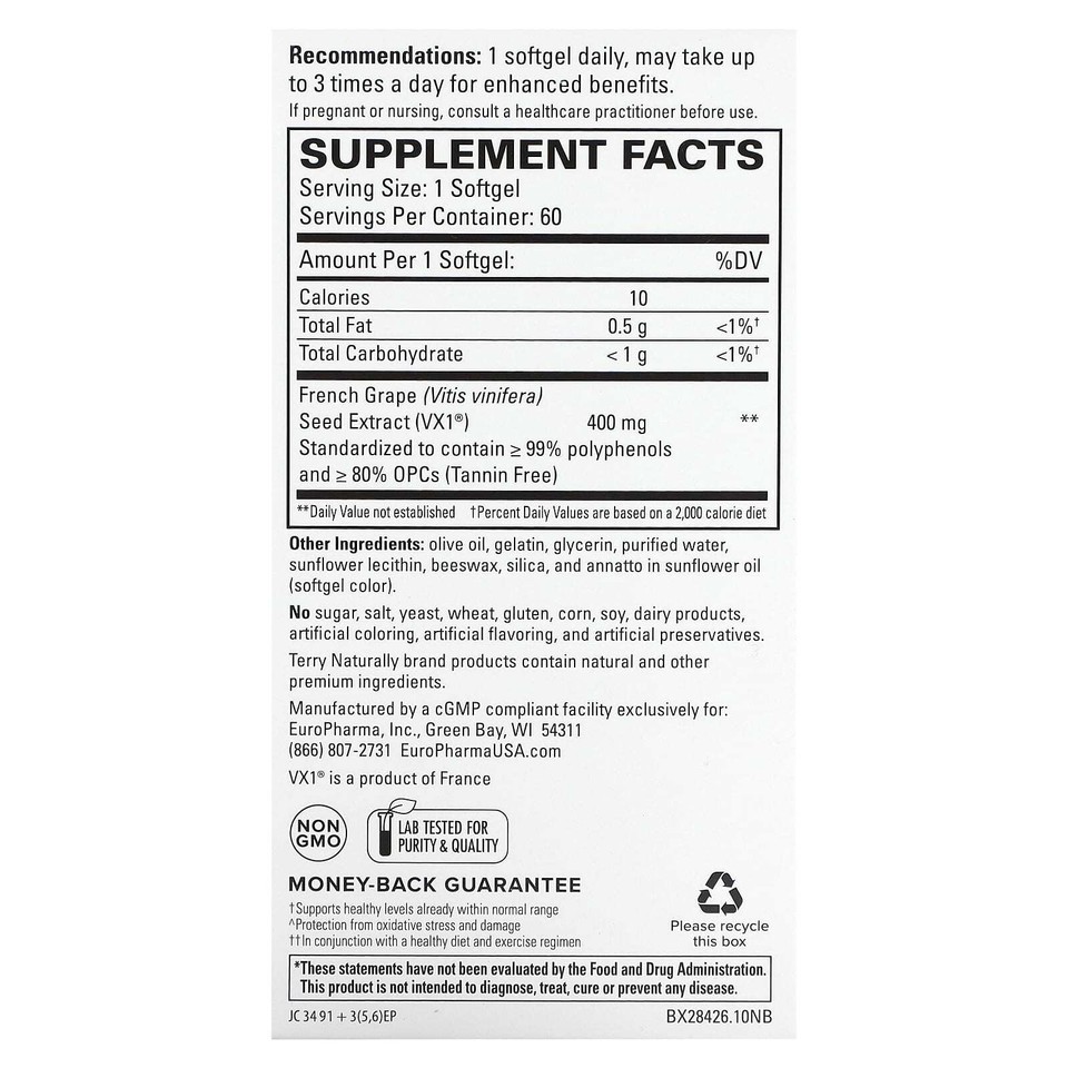 3 X Terry Naturally, Clinical OPC, Extra Strength, 400 mg, 60 Softgels ...