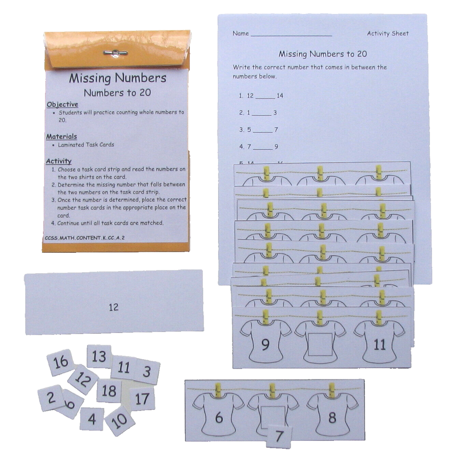 Teacher Made Math Learning Center Resource Game Missing Number to 20 | eBay