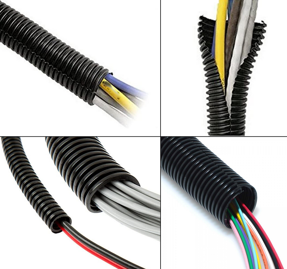 32FT 1/2" Split Loom Cable Conduit Polyethylene Flexible Tubing Wire ...