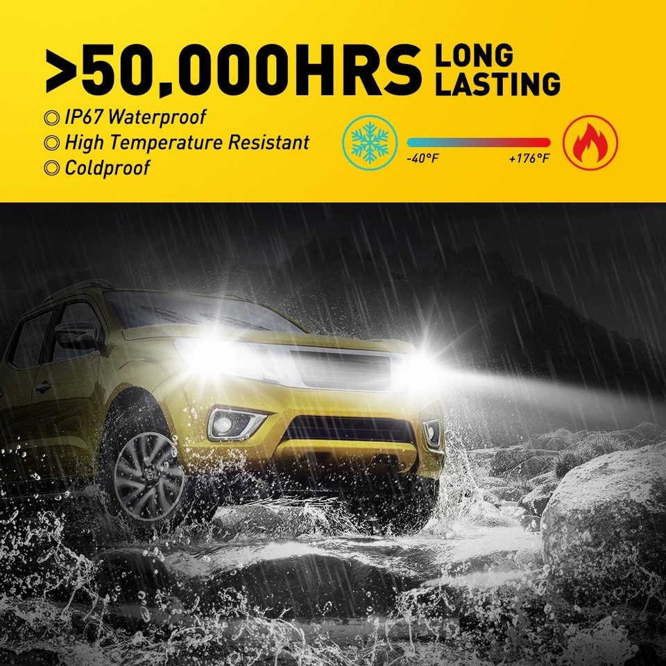 H13 9008 LED Headlight Kit 200W 30000LM High/Low Beam 6000K Super ...