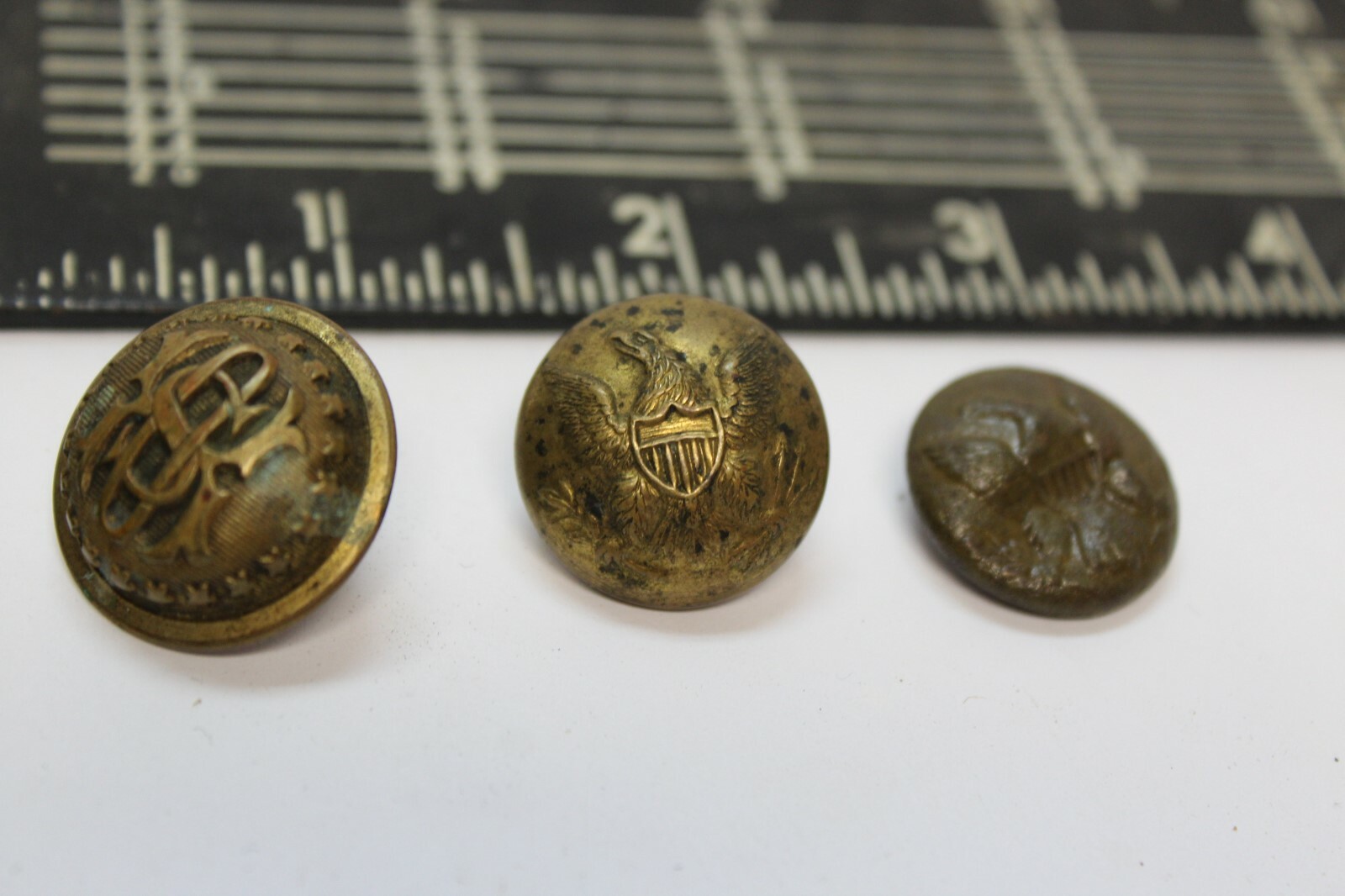 Lot of 3 Civil War US Coat Buttons Scovill Waterbury | eBay