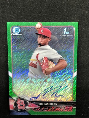Jordan Hicks 2018 Bowman Chrome Green Shimmer RC Autograph #d /99 ...
