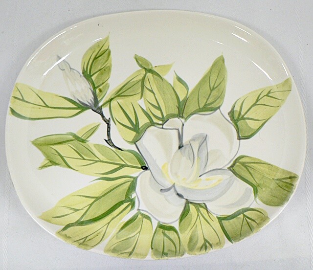 RED WING POTTERY " MAGNOLIA " PATTERN HAND PAINTED CHOP PLATE PLATTER ...