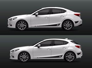 GT side racing rocker Stripe Mazda 3 2014 2015 2016 2017 set of 4 Hard ...