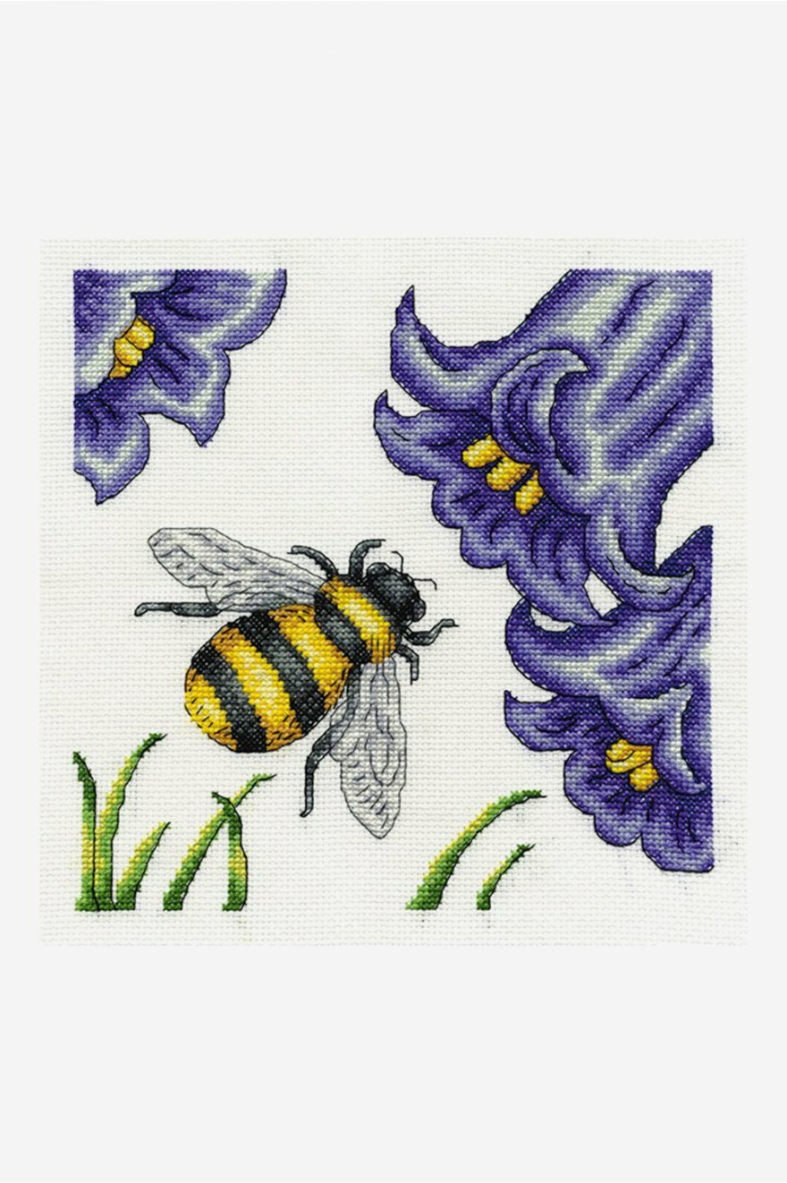 DMC BK1539 Bee and Bluebells Susan Bates Counted Cross Stitch Kit-8"x8 ...