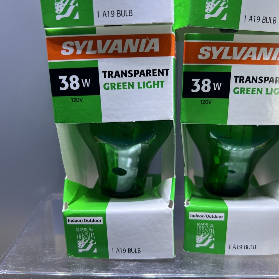 4 Green Light Bulbs- Sylvania 38 Watt Indoor/Outdoor - Brand New Lot Of ...