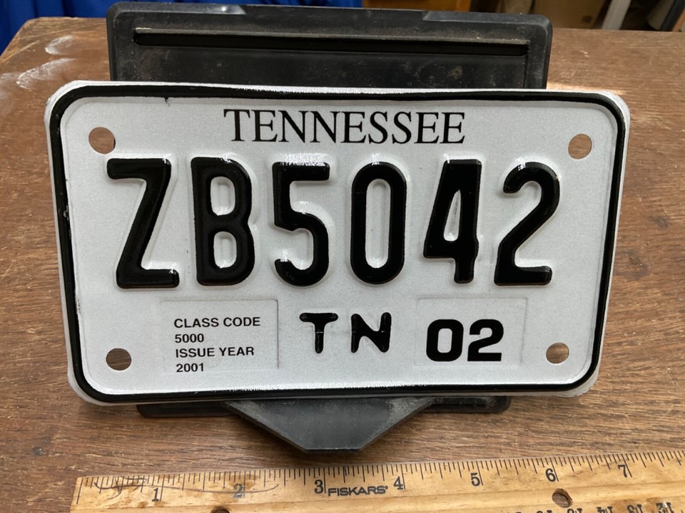 Vintage Tennessee Motorcycle License Plate 2002 ZB5042 Never Issued NOS ...