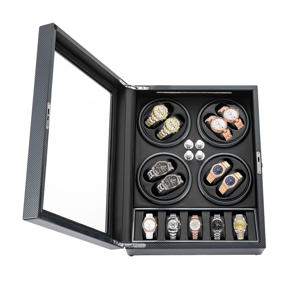 Automatic Rotation 8+5 Watch Winder Box Watch Display Organizer Storage ...
